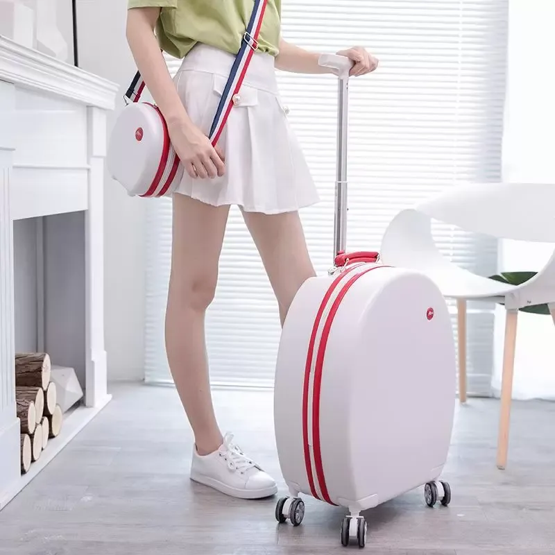20-Inch Round Travel Luggage with Handbag - Durable Rolling Suitcase ...