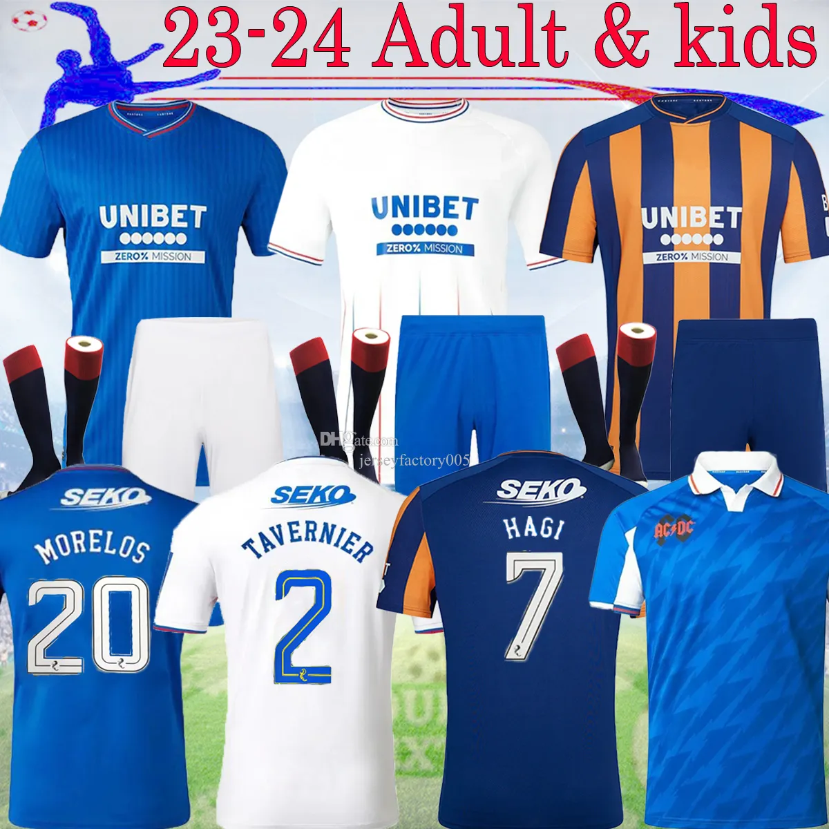 Rangers Netherlands Football Jersey 2022 Home & Away AC/DC 2023 ...