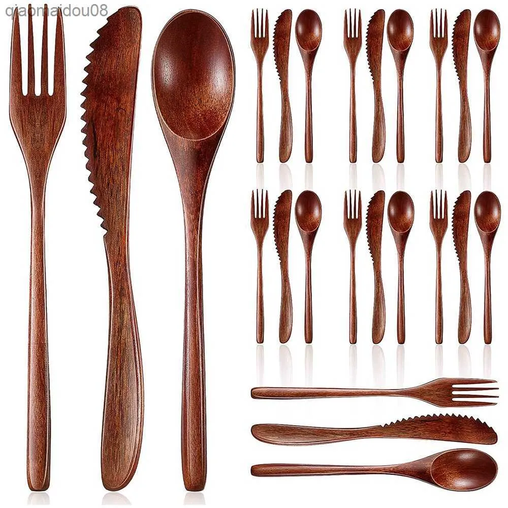 DHgate.com:Wooden Flatware Set (24 Pieces) | Kitchen Utensil Cutlery ...