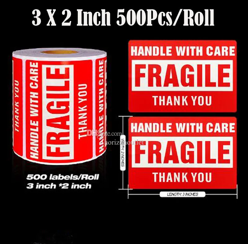 Wholesale Waterproof Fragile Handle Care Fragile Sticker 3x2 Inch ...