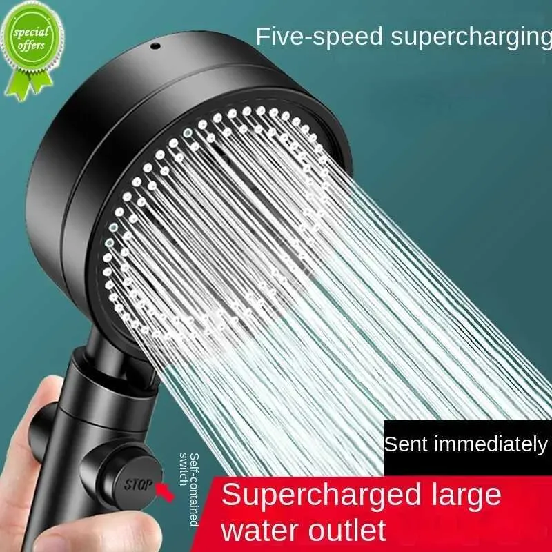 New Shower Head Water Saving Black 5 Mode Adjustable... From Zemerstow ...