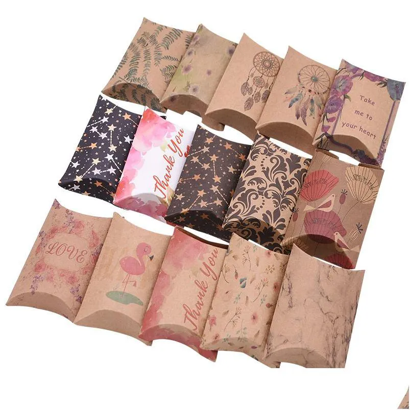DHgate.com:Wholesale Brown Kraft Paper Pillow Gift Box for Party ...