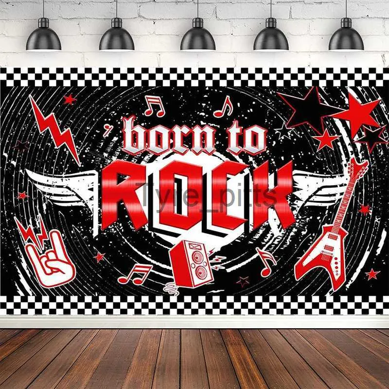 Born To Rock Photography Backdrop 1950 Rock Birthday Star Music Party ...