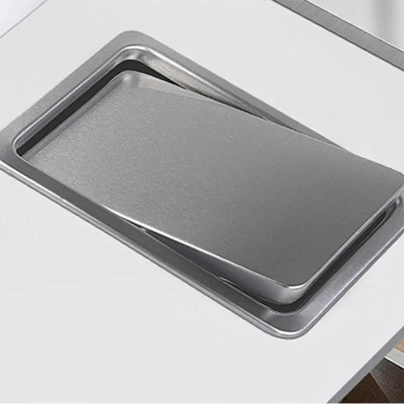Waste Bin Stainless Steel Garbage Can with Flap Lid, Flush Built-In ...