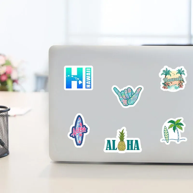 Hawaii Surfing Stickers For Water Bottle Laptop, Tropical Beach Themed ...