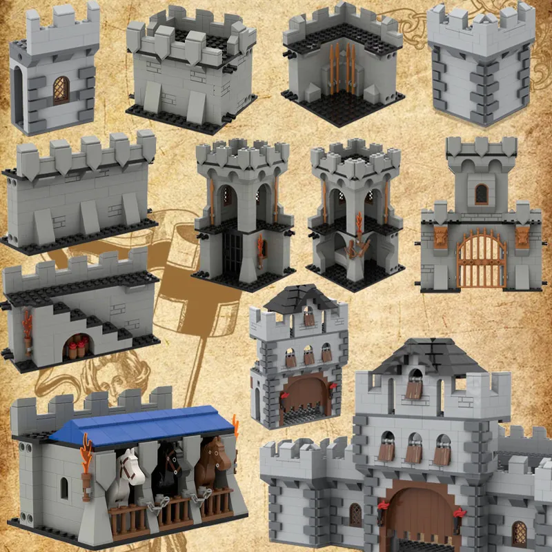 Medieval Castle Building Kits, MOC Military Architecture Block Wall ...