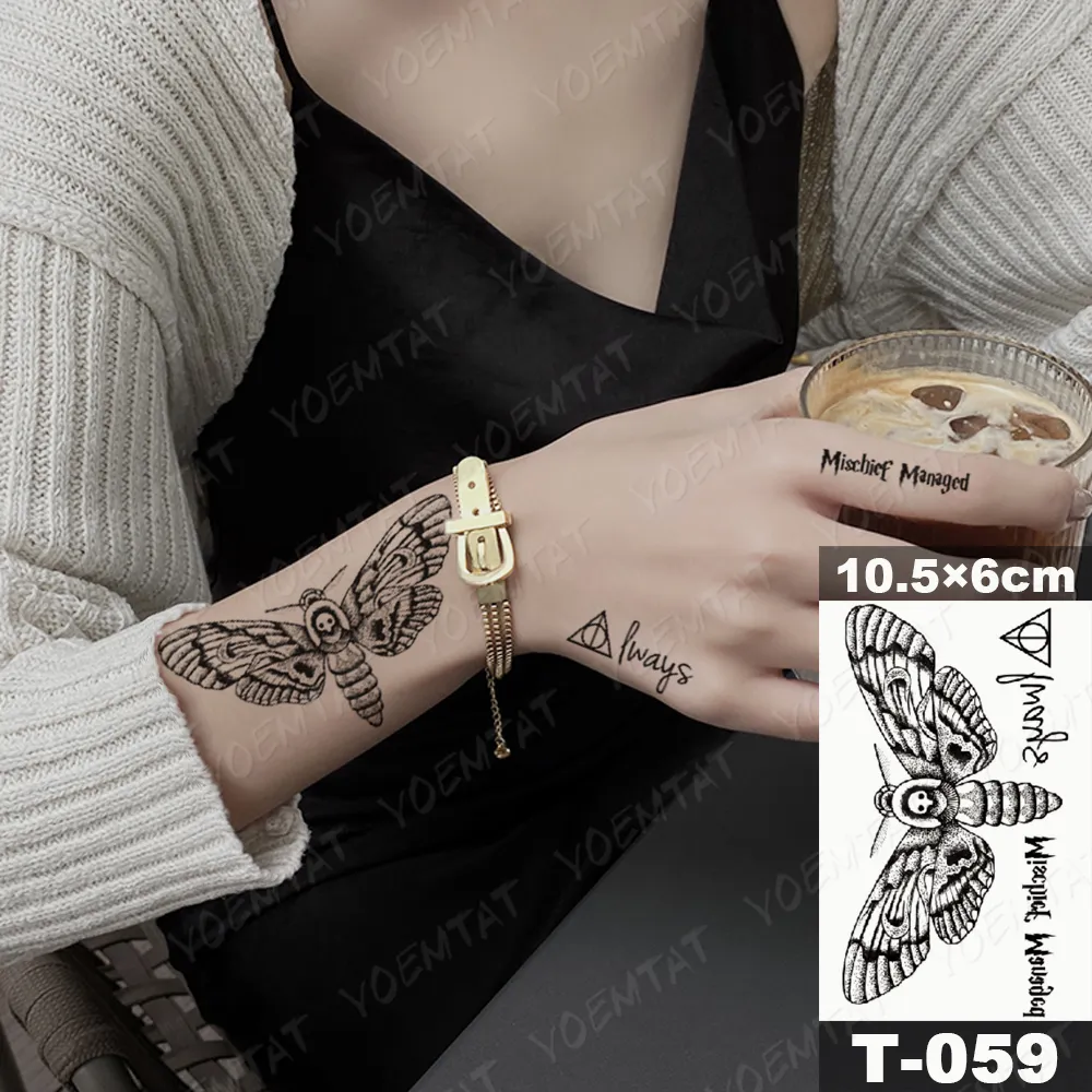 Waterproof Temporary Tattoo Sticker Moth Butterfly Wolf Snake Deer ...