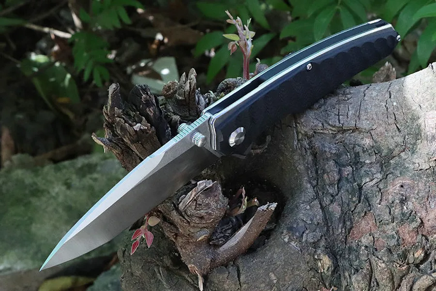Promotion M7635 Large Flipper Folding Knife - D2 Satin Tanto Blade, CNC ...