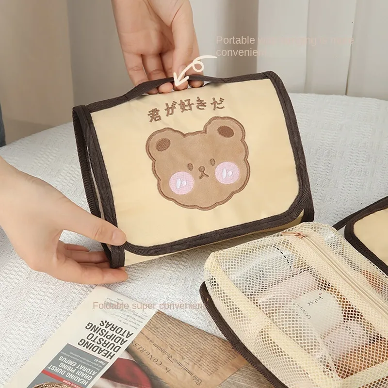 Cosmetic Bags Cases Bear Make Up Bag Women Makeup Hanging Toiletries ...