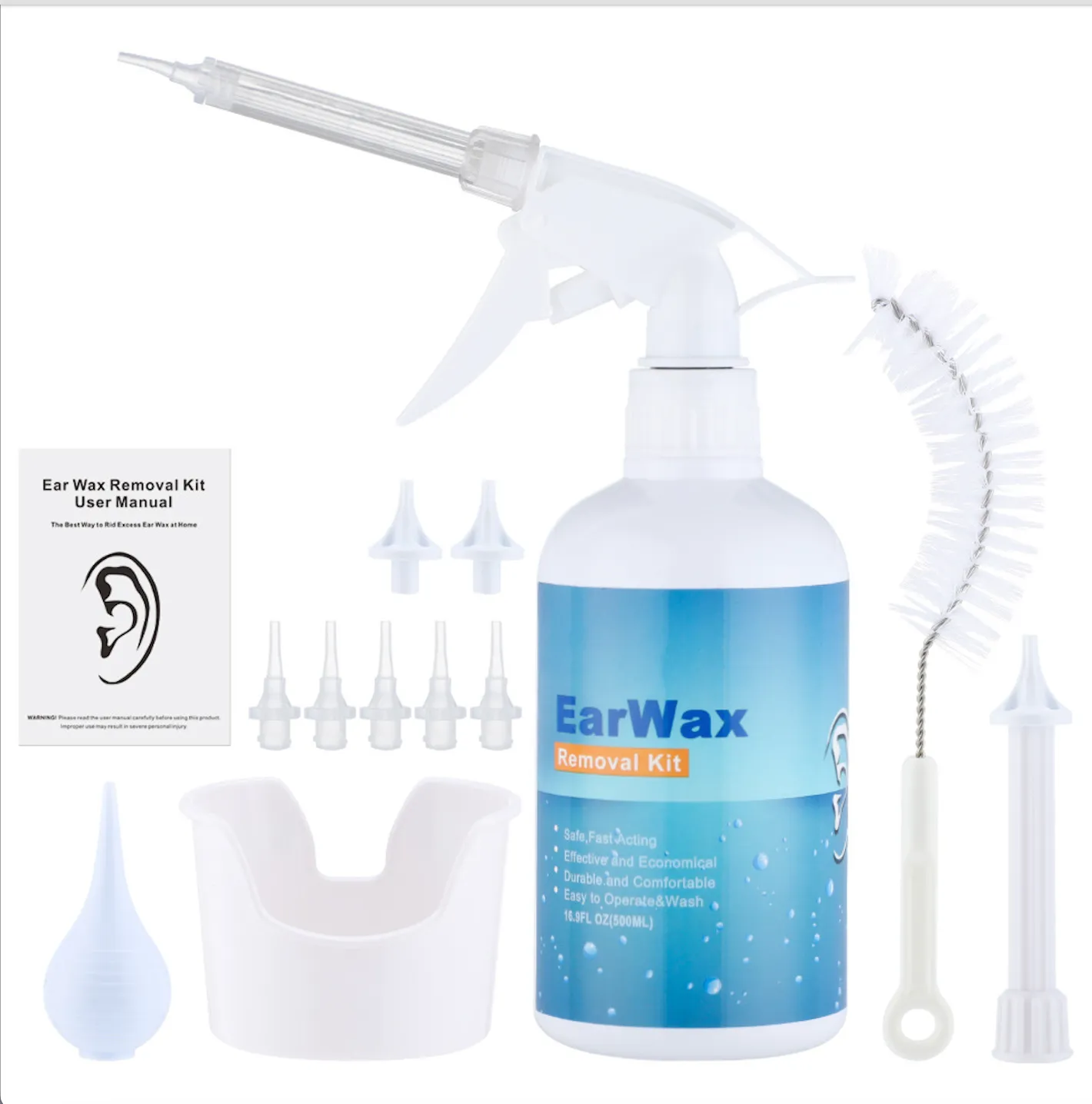 Ear Wax Removal Kit - 500ml Ear Cleaning Bottle, Ear Irrigation System ...