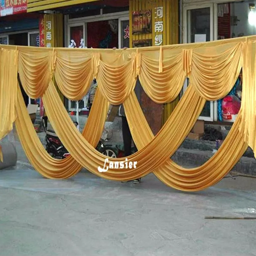 Gold Ice Silk Fabric Draper Backdrop Swag 6m Length For Wedding Party ...