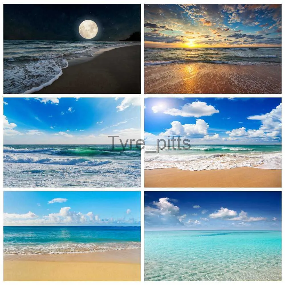 Summer Beach Photography Background Sunset Wave Decoration With Dusk ...