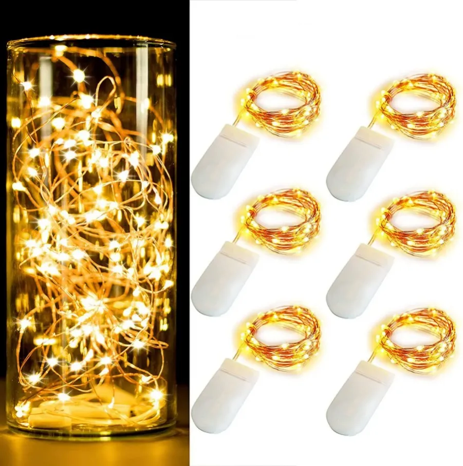 Battery Operated Copper Wire LED String Lights - 1M to 5M Fairy Lights Garland for Holiday ...