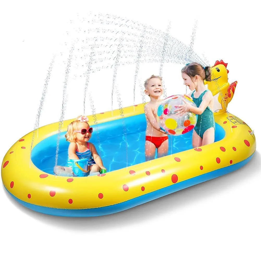 Dinosaur Sprinkler Fun: Inflatable Water Play Center With Kiddie Pool ...