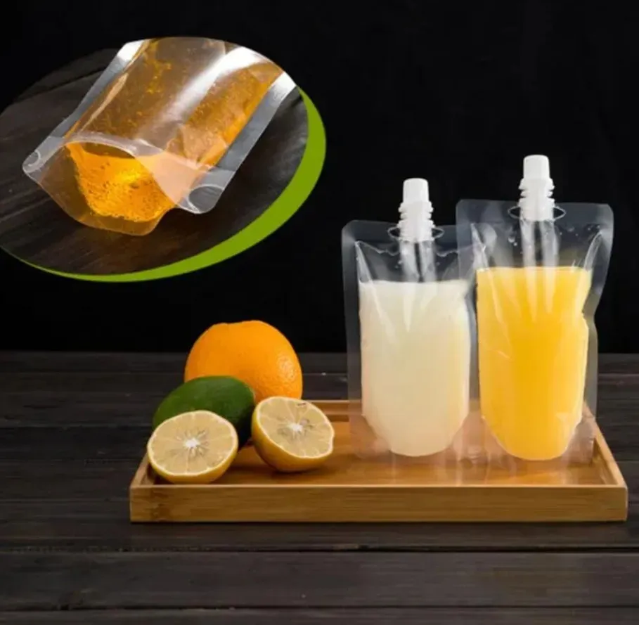 20 Silk Stand Up Plastic Drink Packaging Bag Spout Pouch For Beverage ...