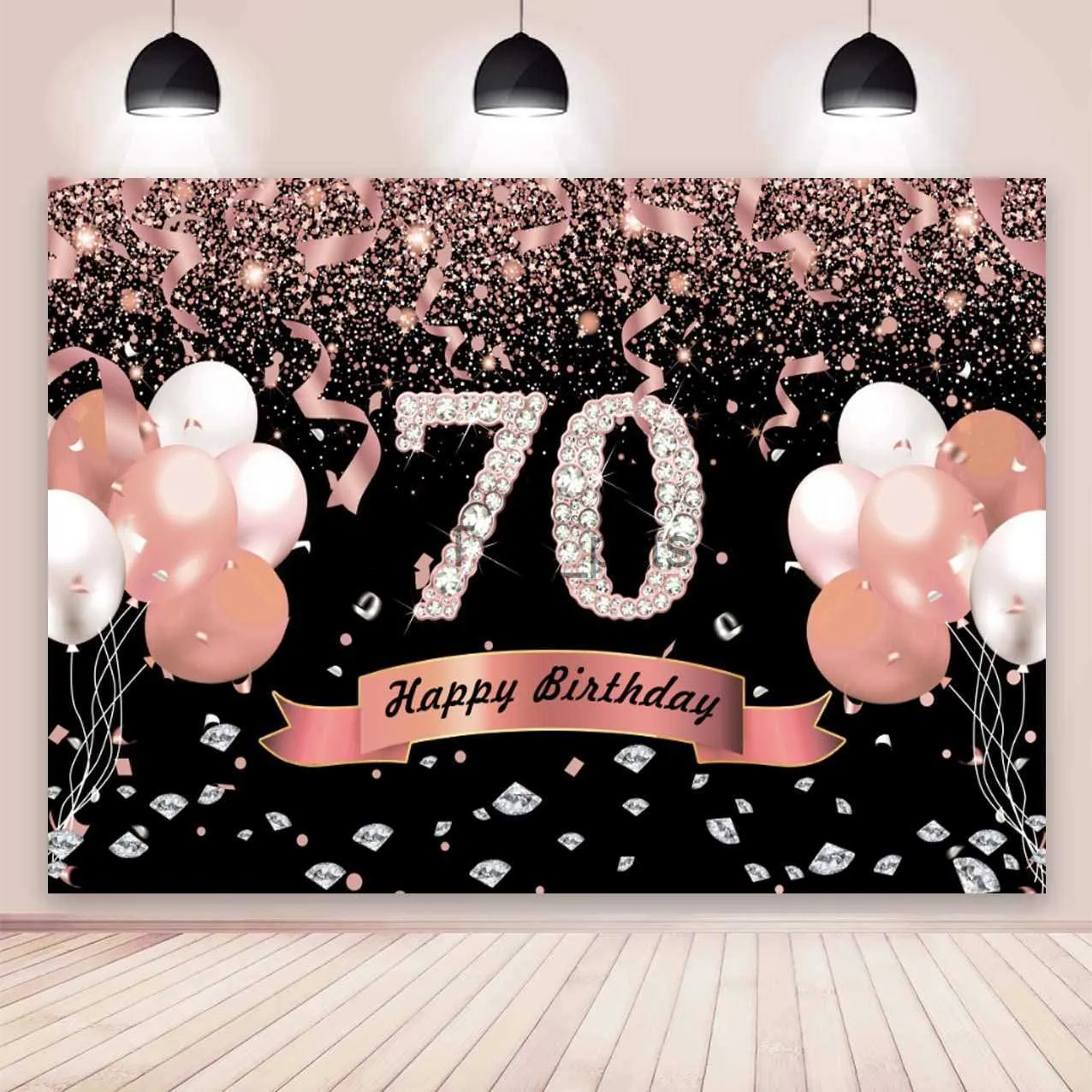 Customized Rose Gold 70th Birthday Balloons Background For Mens 70th ...