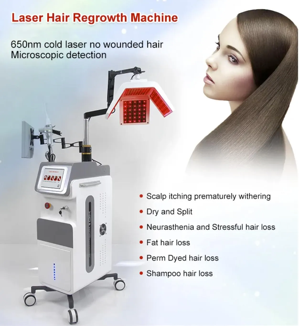 650nm Diode Laser Hair Regrowth Machine with Hair Analyzer for ...