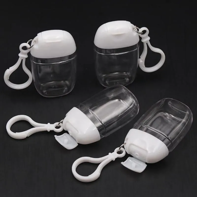 Refillable Clear Plastic Hand hand sanitizer bottles with Key Ring Hook ...