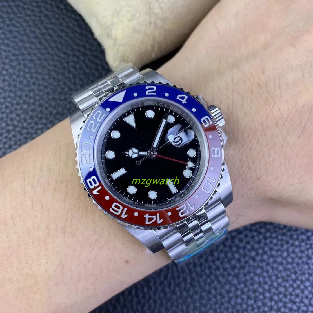 GMT Master Style Men's Automatic Watch - Red & Blue Ceramic Bezel, 72H ...