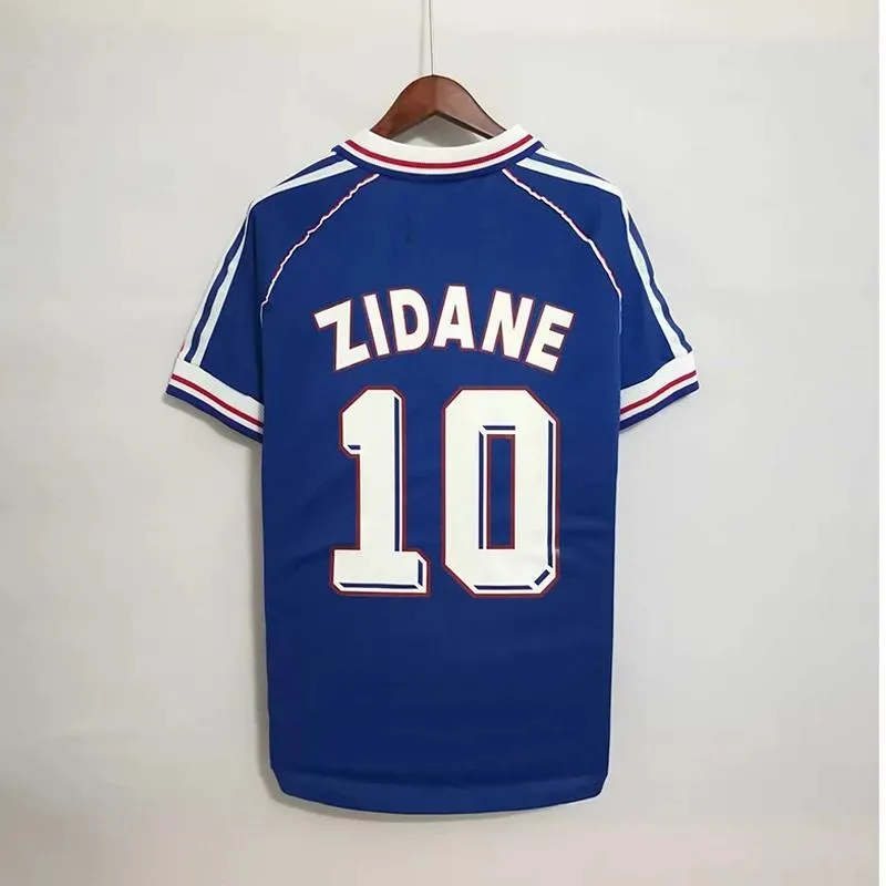 Retro 1998 France Soccer Jersey - Zidane, Henry, Deschamps - Vintage ...