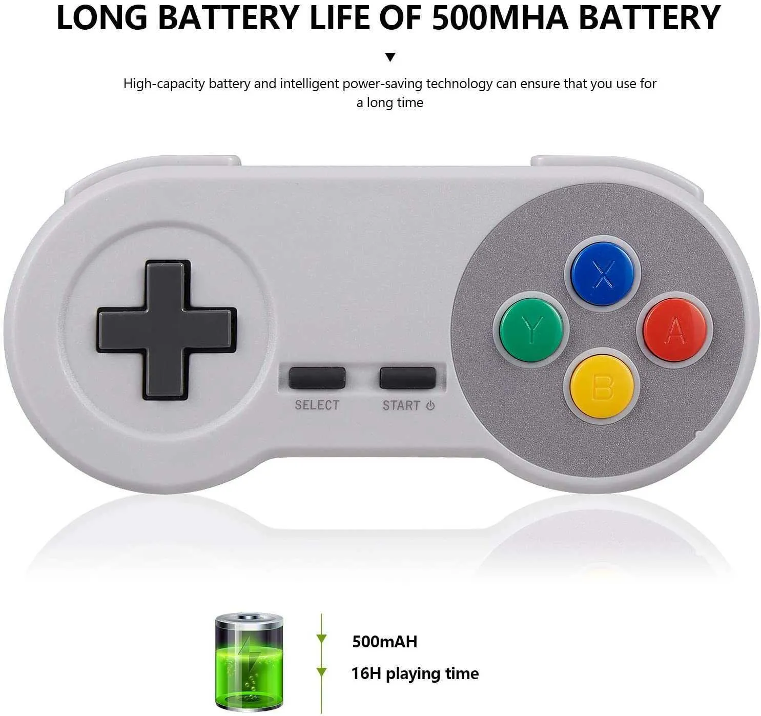 Wireless Gamepad Controller 2.4GHz USB Joystick for NES SNES Retro ...