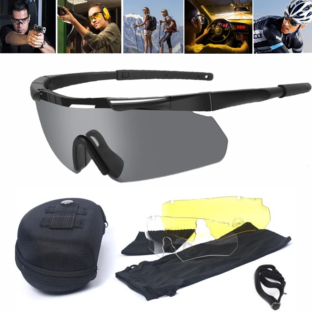 3 Lens Tactical Goggles Set For Outdoor Sports Windproof, Dustproof ...