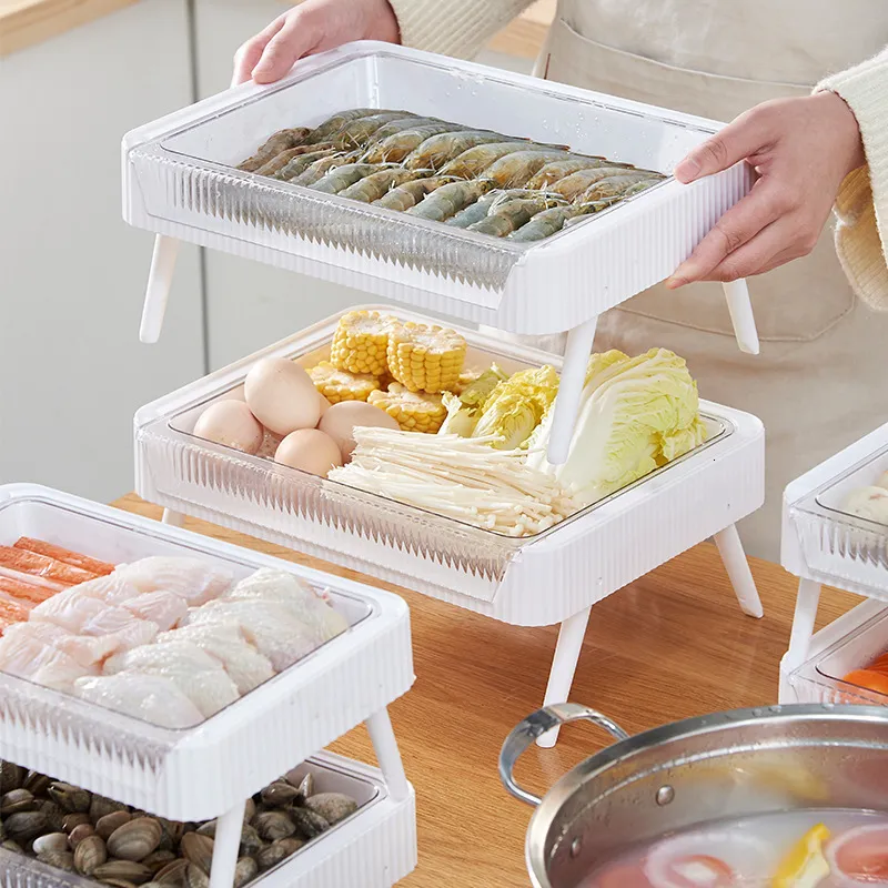 Foldable Multilayer Kitchen Rack With Drainage Pot, Vegetable Dish, And ...
