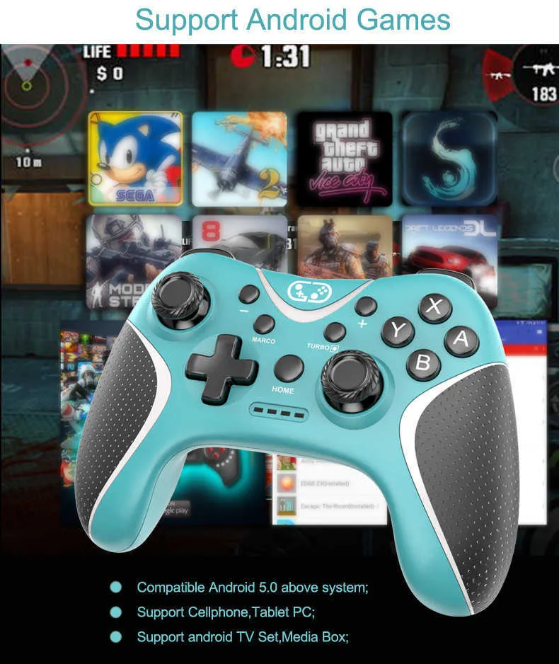 Game Controllers STK-7038 Wireless Controller BT Six-Axis Gamepad for ...
