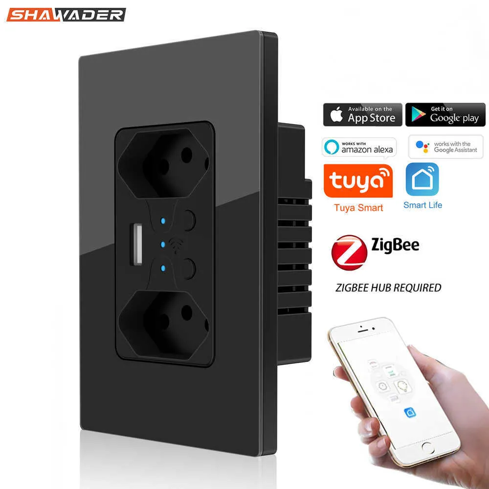 Alexa Controlled Power Socket With Zigbee, Brazilian Wall Socket, USB ...