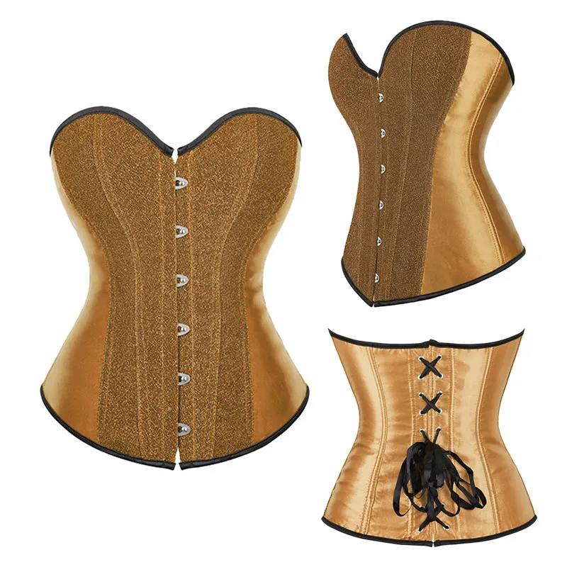 Glitter Satin Overbust Corset - Women's Fashion Shapewear, Body Shaper ...