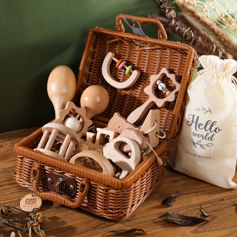 DHgate.com:Baby Wooden Rattle Beech Bear Hand Teething Wooden Ring ...