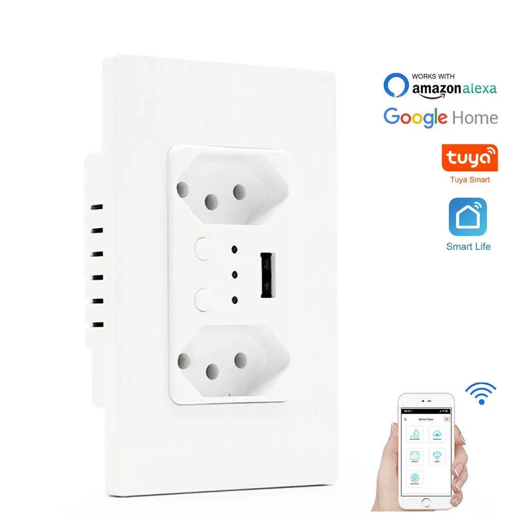 Alexa Controlled Power Socket With Zigbee, Brazilian Wall Socket, USB ...