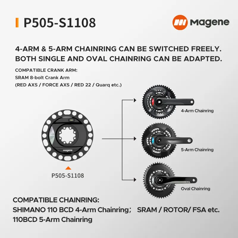 Bike Computer Power Meter, Magene P505 Spider Based Power Meter For ...