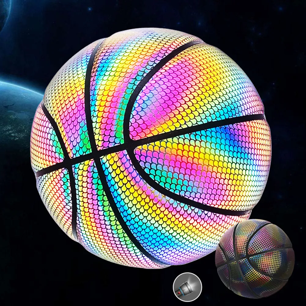 Reflective Holographic Basketball - Glowing Night Game Ball, Durable ...