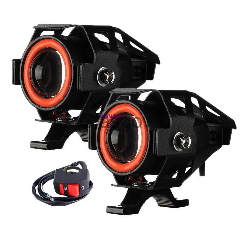 U7 Motorcycle LED Headlight Angel Eye Mini Spot Lights, High/Low Beam ...