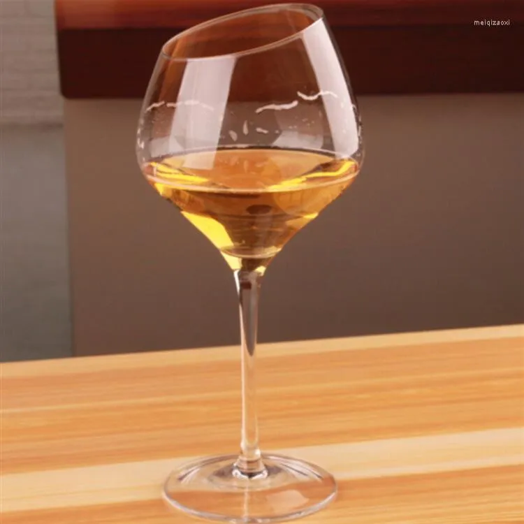 Wine Glasses: Clear Bevel Design, Red Cup, Oblique Glass with High Foot ...