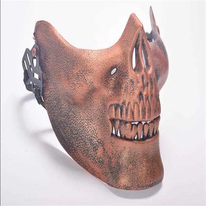 High Quality Scary Skeleton Half Skull Mask Halloween For Paintball ...