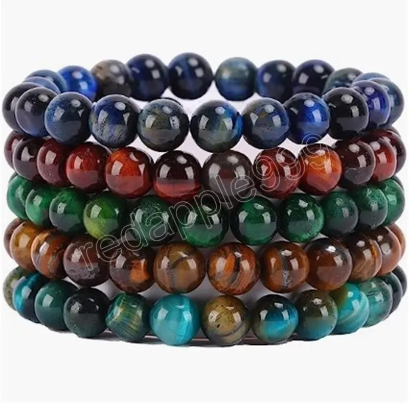 8mm Natural Stone Handmade Beaded Charm Bracelets Set of 5 for Men and ...
