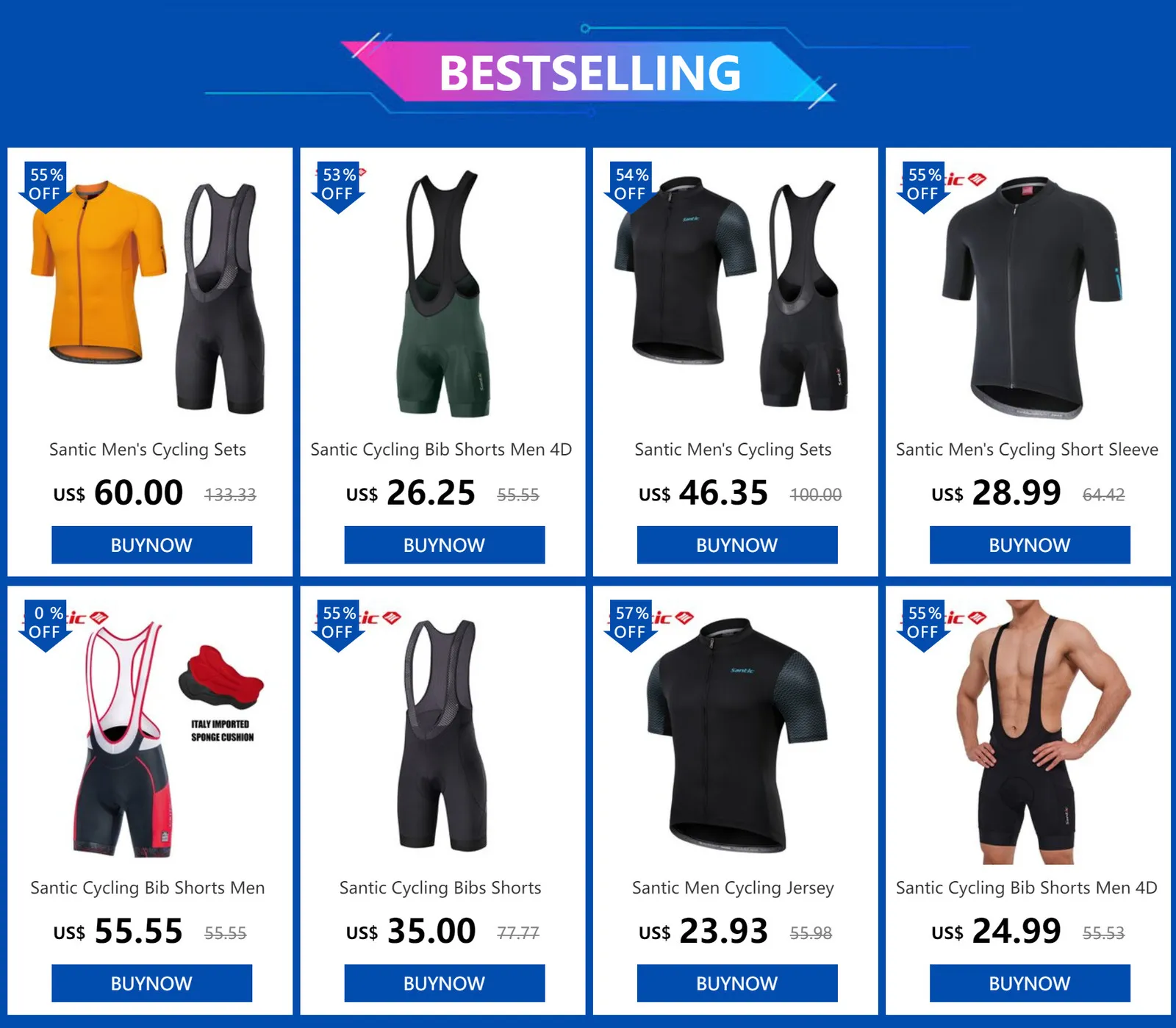 DHgate.com:Mens Santic 4D Padded Cycling Bib Shorts - Breathable Mesh ...