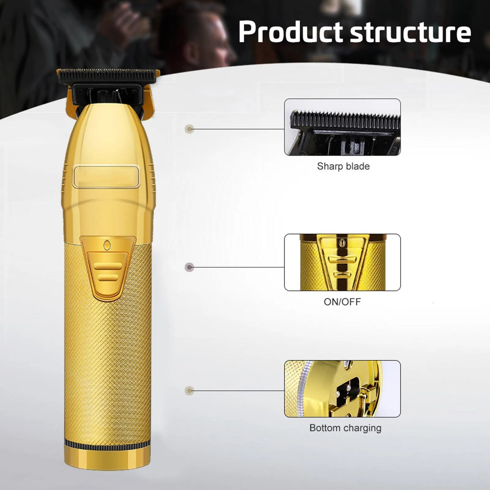 Professional Cordless Hair Clippers Trimmer For Men S9 Pro Gold ...