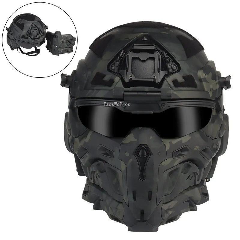 Tactical Cycle Gear Modular Helmets With Micro Fan, Anti Fog Mask, Full ...