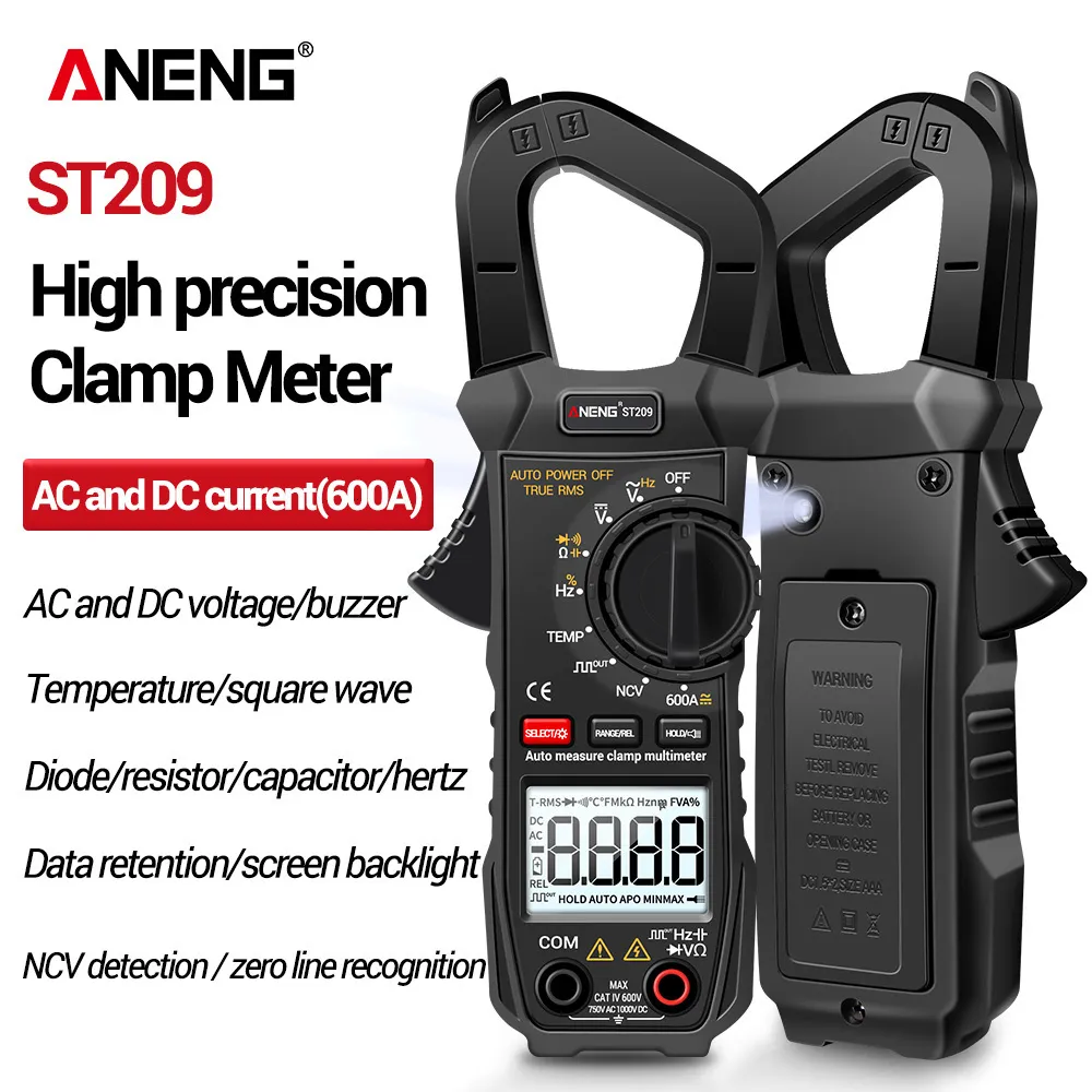 Aneng ST209 Clamp Meter: 6000 Counts True RMS Digital Professional ...
