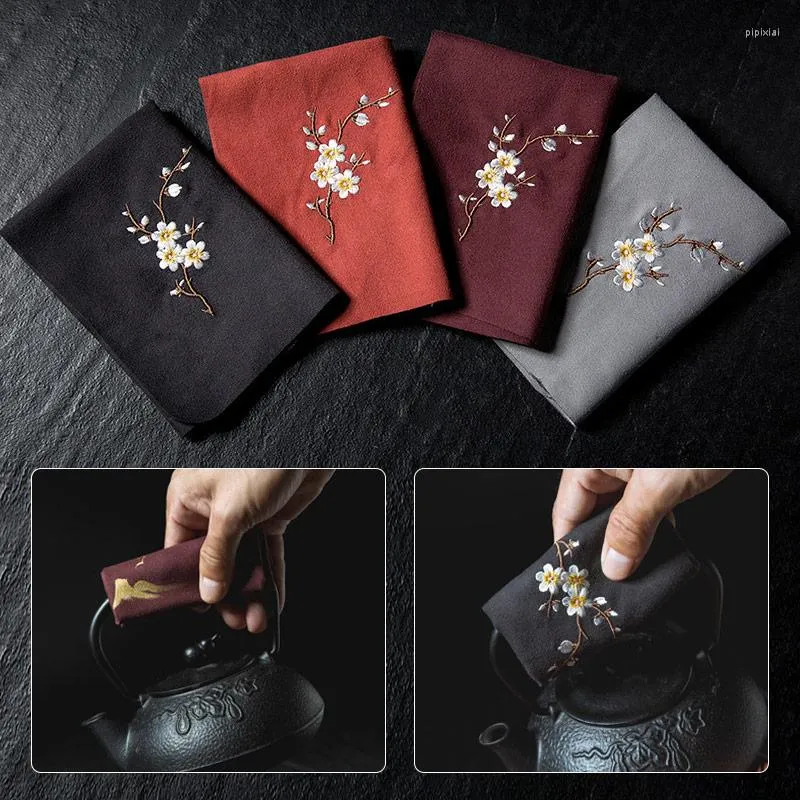 Embroidered Tea Napkins - Double-Sided Velvet Microfiber Water ...