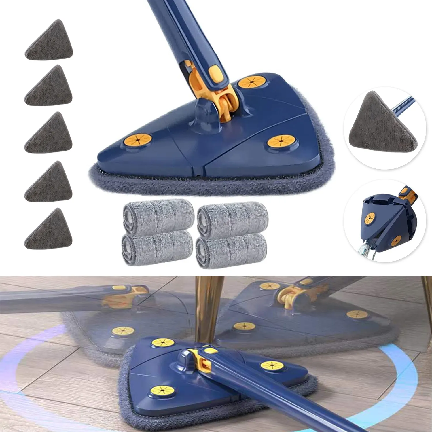 360 Degree Rotating Mops For Tile Floors With Adjustable Triangle And ...