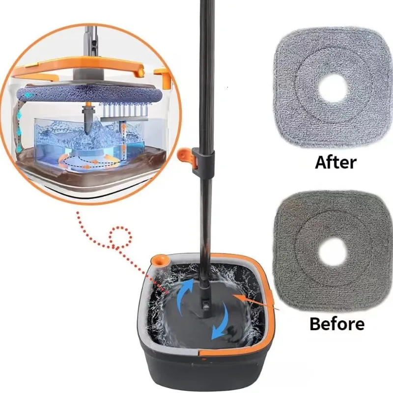 Self-Cleaning Mop with Water Separation Bucket - 3 Microfiber Mop Heads ...