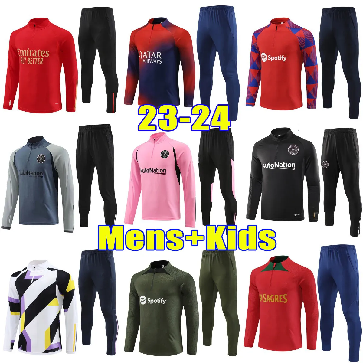Miami Paris Tracksuit Soccer Set HAALAND MBAPPE Kit Son Kids VINI ...