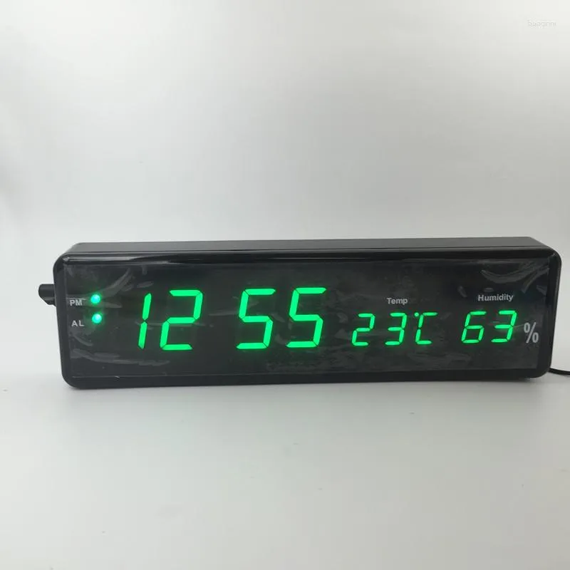 LED Digital Wall Clock - Large Display, Temperature & Humidity, Dual ...