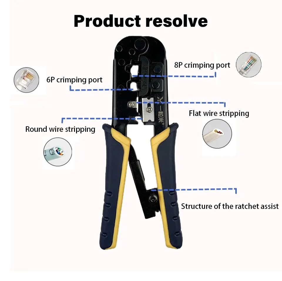 Ethernet Network LAN Cable Crimper Cutter Plier For 6P/8P RJ 11/RJ 12 ...