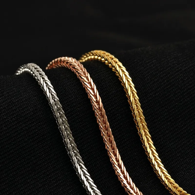 925 Sterling Silver Chopin Chain Necklace: Platinum & Rose Gold, 1.6mm ...