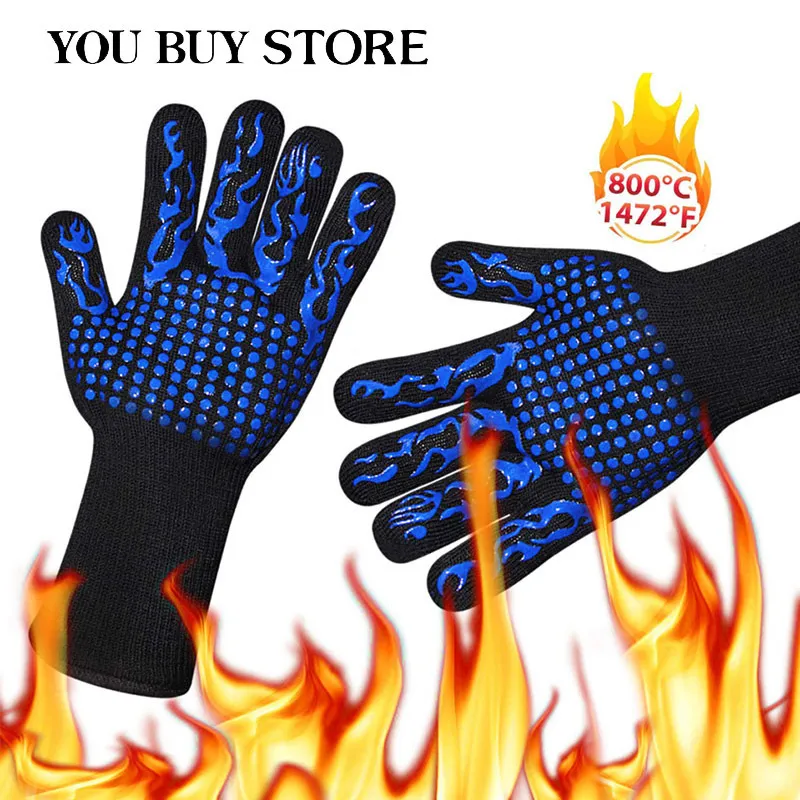 Heat Resistant Oven Mitts Gloves - Premium Insulated BBQ Grilling ...